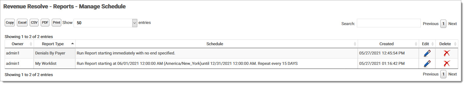 RR Manage Schedule