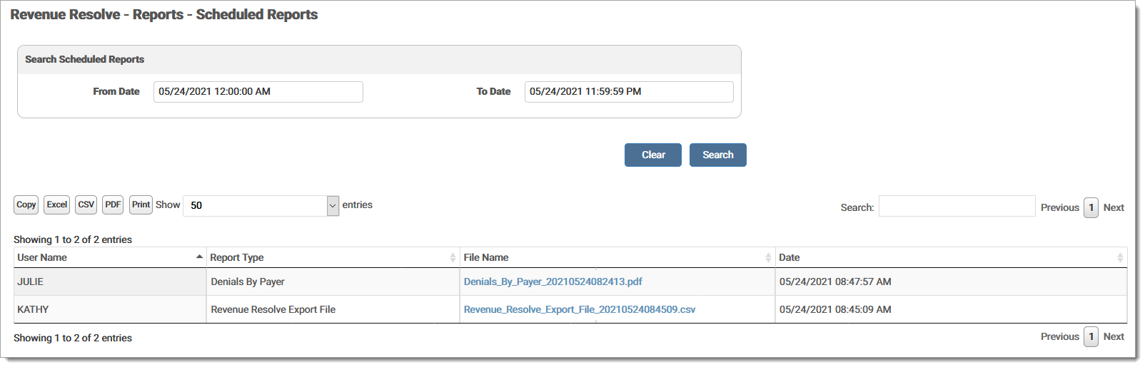 RR Scheduled Reports
